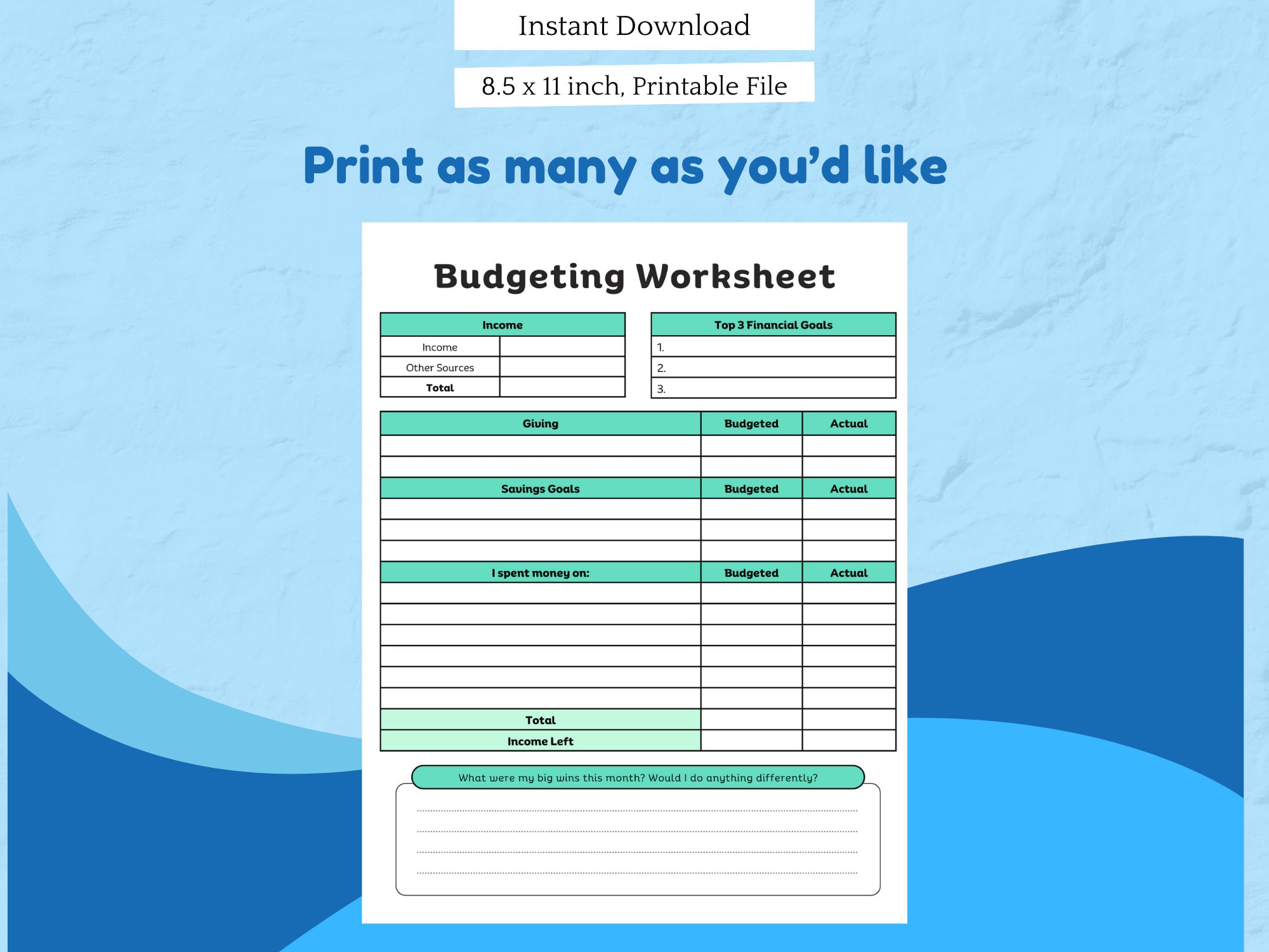 Kids and Teens Budgeting Worksheets - Build Financial Literacy and Have ...