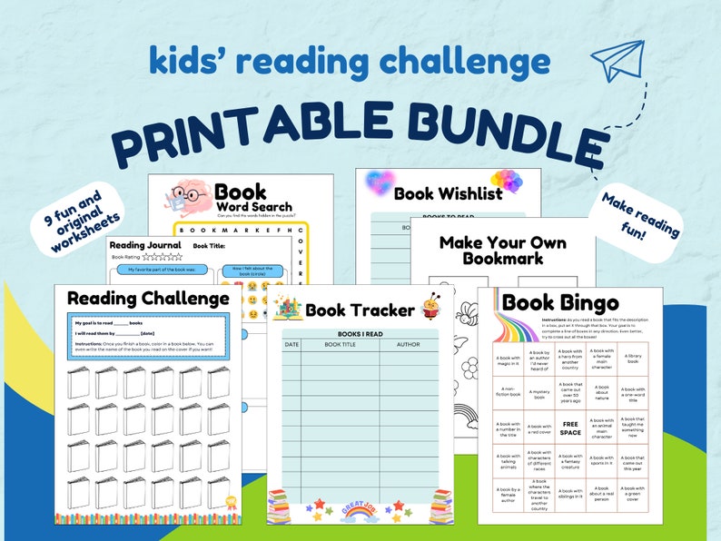 Kids Reading Challenge Printable Worksheets - Book Tracker, Journal ...