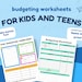 Kids and Teens Budgeting Worksheets - Build Financial Literacy and Have ...