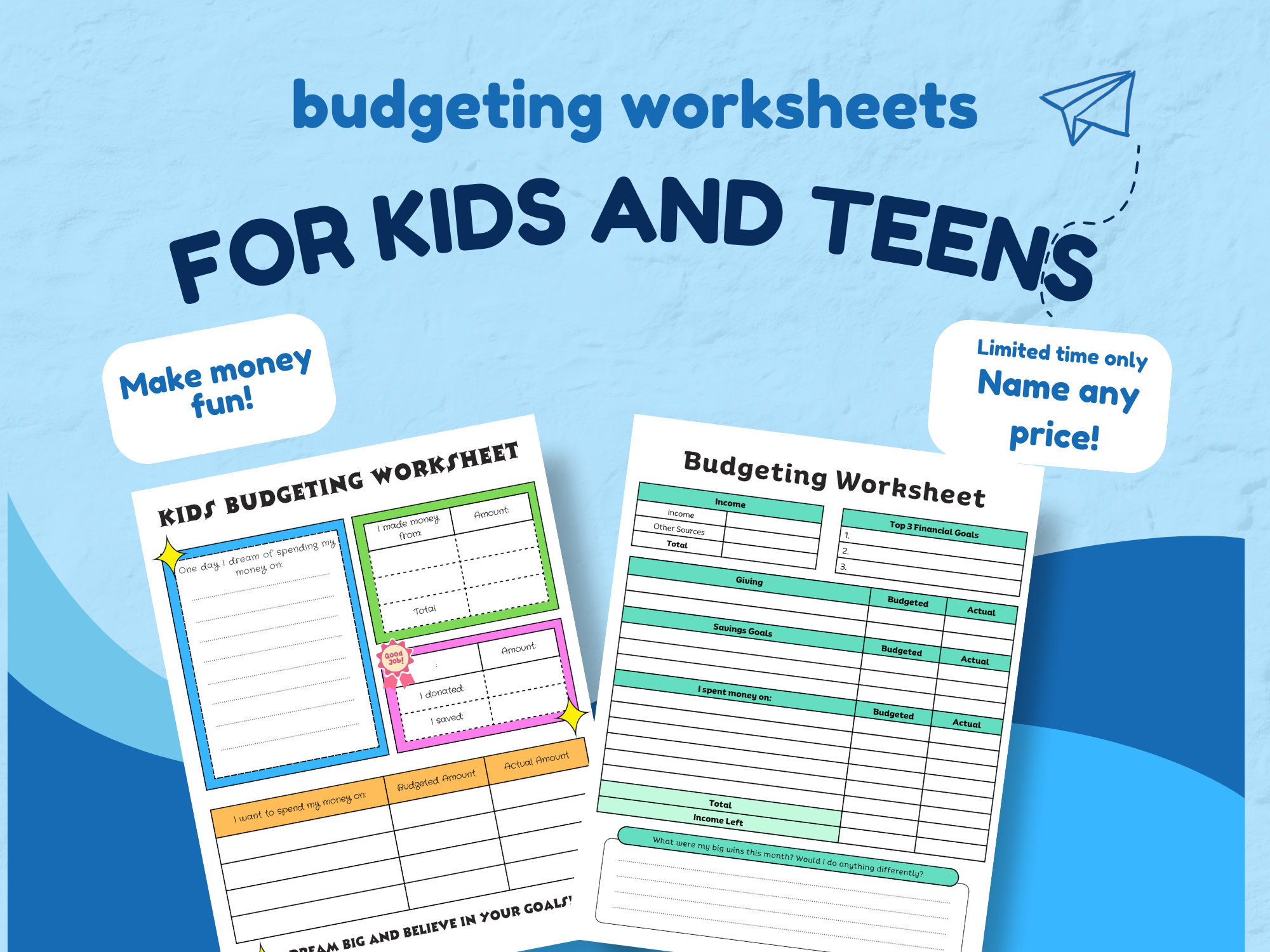 Kids and Teens Budgeting Worksheets - Build Financial Literacy and Have ...