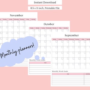 Work Productivity Printable Bundle - Daily, Weekly, Monthly Planners ...