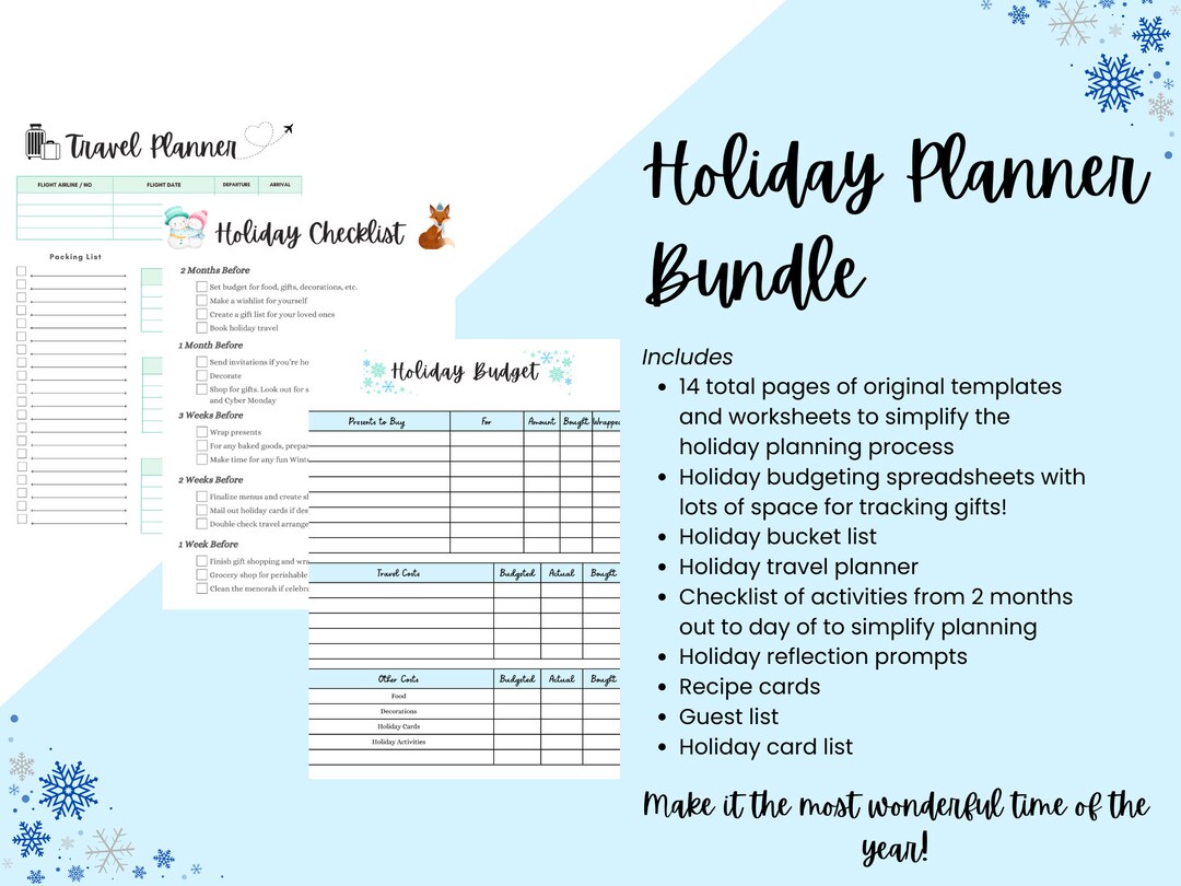 Holiday Planner Bundle, Holiday Planner, Xmas Planner, Hanukkah Planner ...