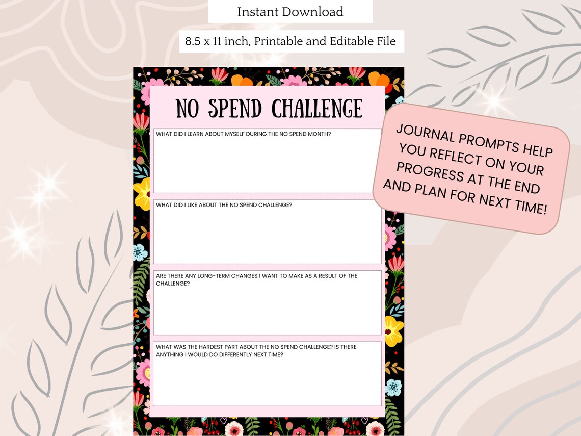 No Spend Challenge Printable Tracker - Cute Savings Template, Personal ...