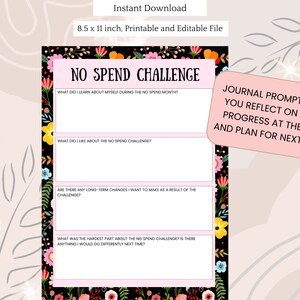 No Spend Challenge Printable Tracker - Cute Savings Template, Personal ...