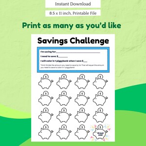 Kids Saving Challenge Trackers - Teach Great Savings Habits and Make It ...