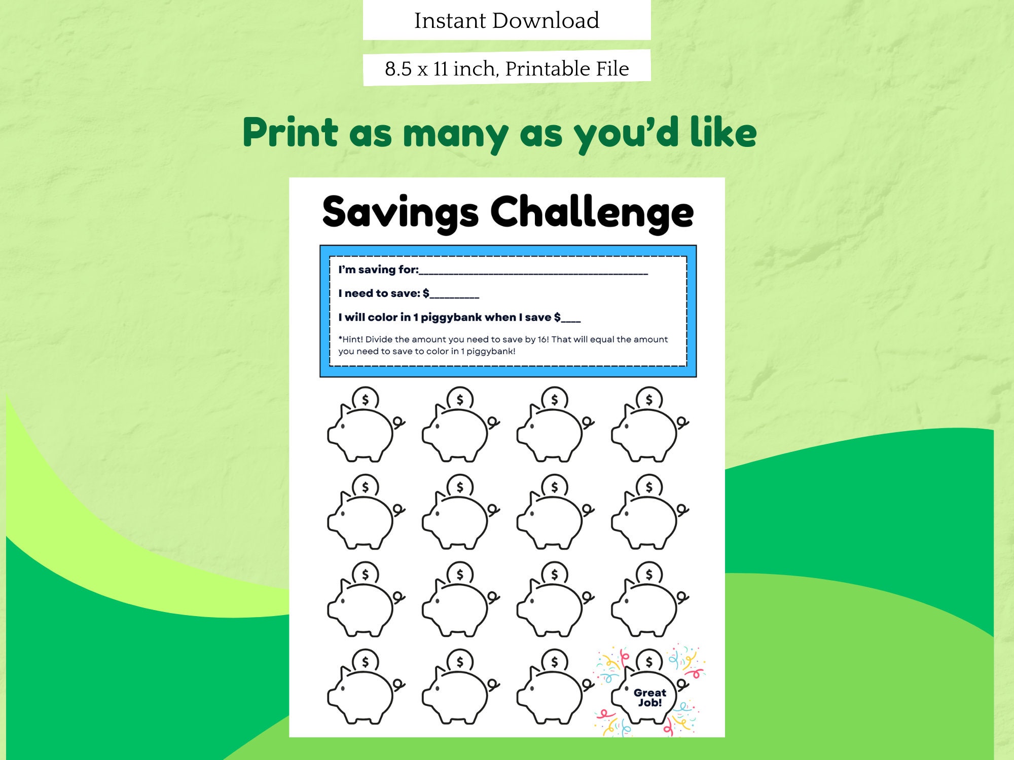 Kids Saving Challenge Trackers - Teach Great Savings Habits and Make It ...