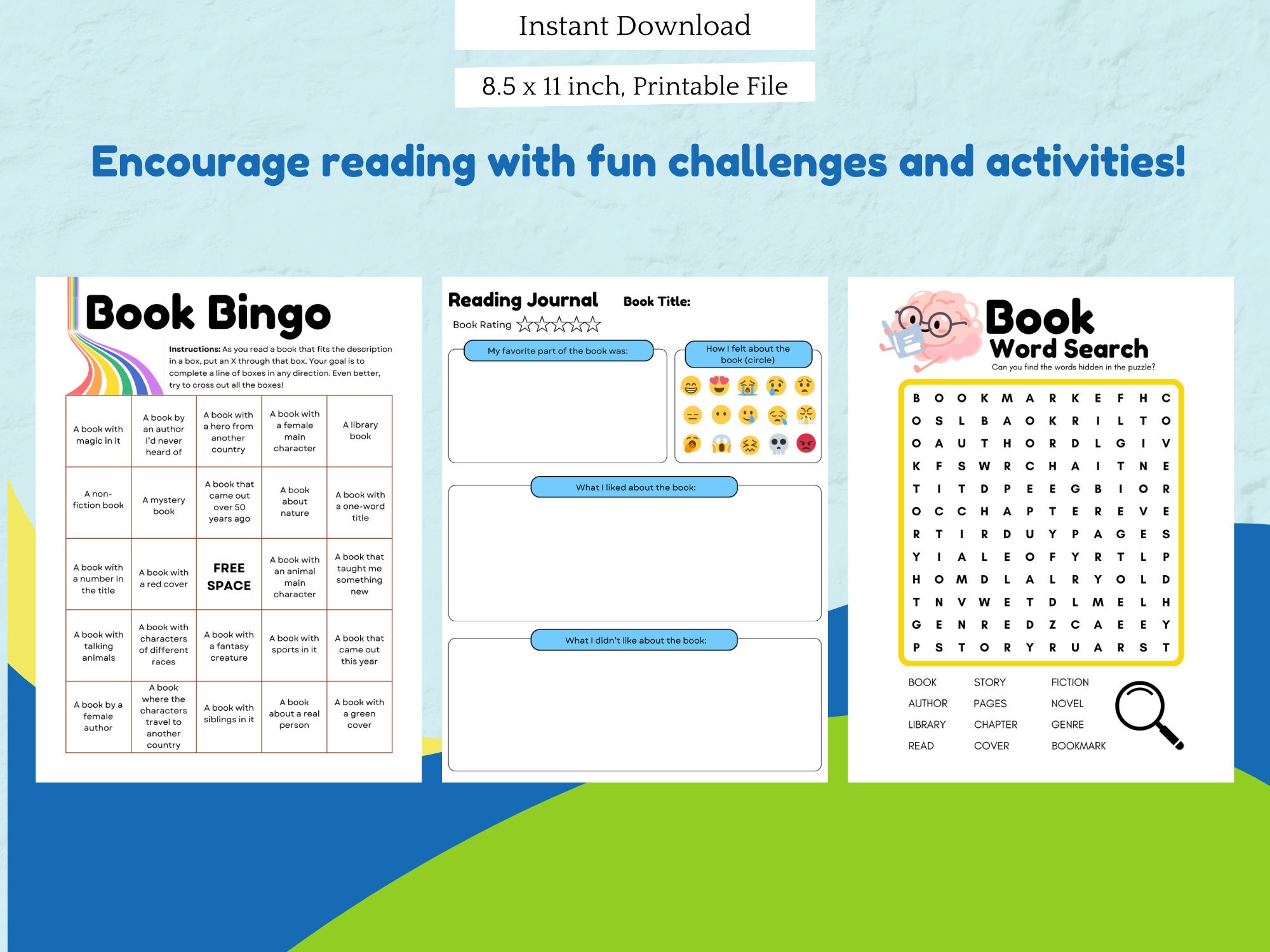 Kids Reading Challenge Printable Worksheets - Book Tracker, Journal ...