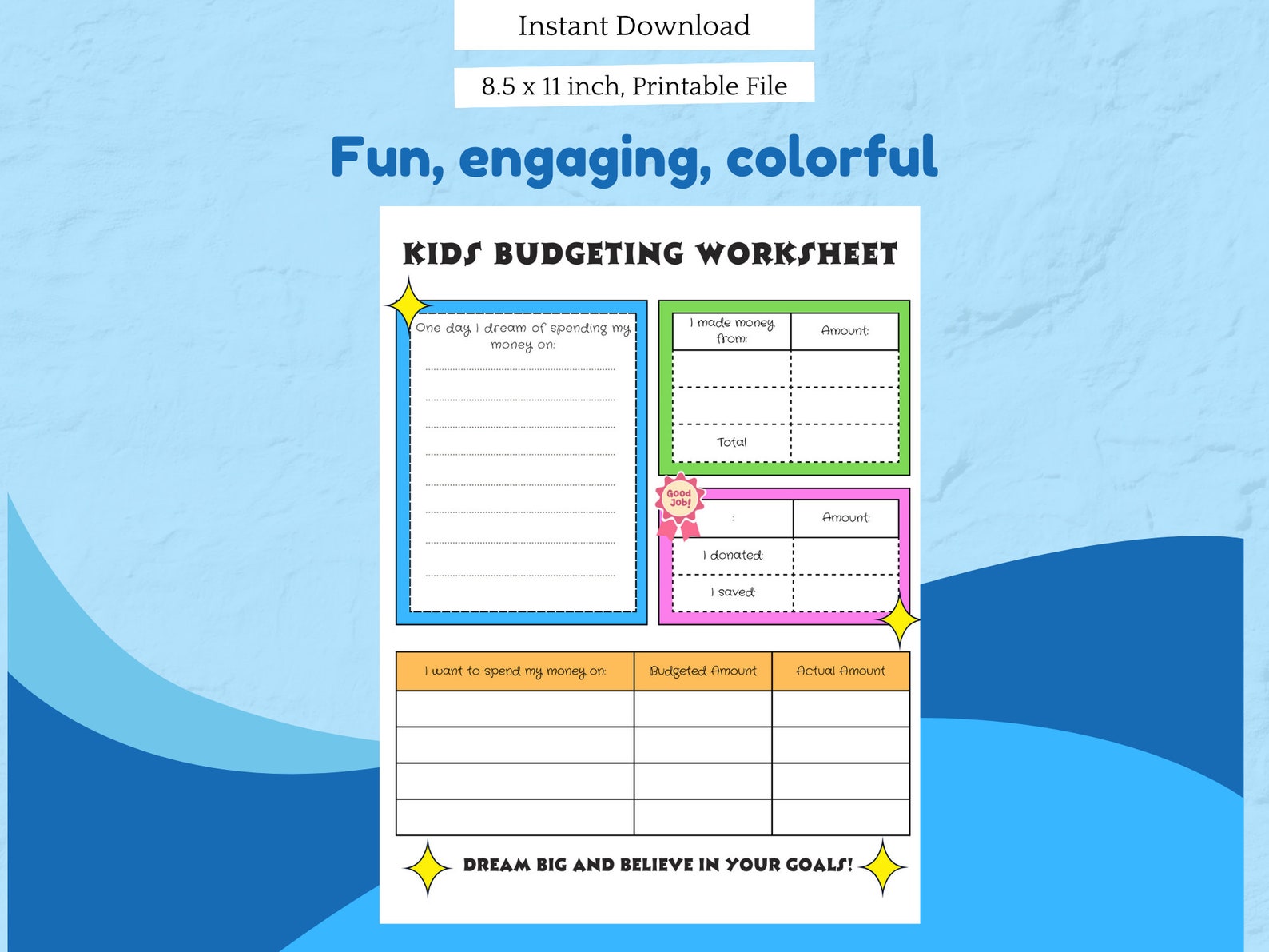 Kids and Teens Budgeting Worksheets - Build Financial Literacy and Have ...
