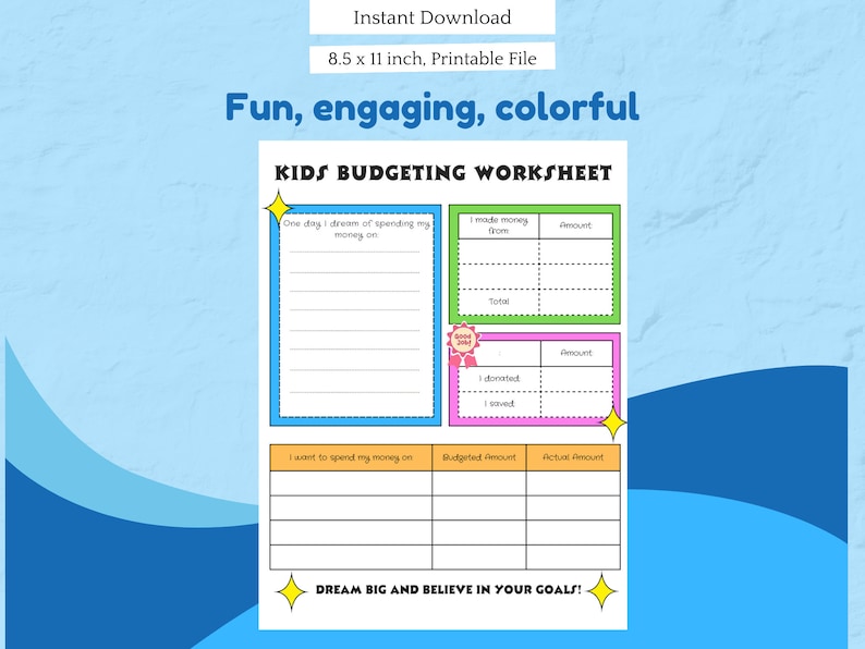 Kids and Teens Budgeting Worksheets - Build Financial Literacy and Have ...