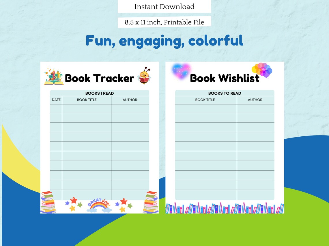 Kids Reading Challenge Printable Worksheets - Book Tracker, Journal ...