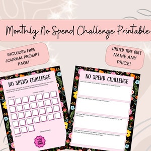 No Spend Challenge Printable Tracker - Cute Savings Template, Personal ...