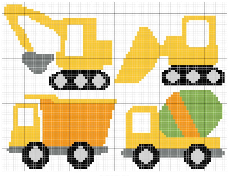 Construction Vehicles, C2C Crochet Pattern - Etsy