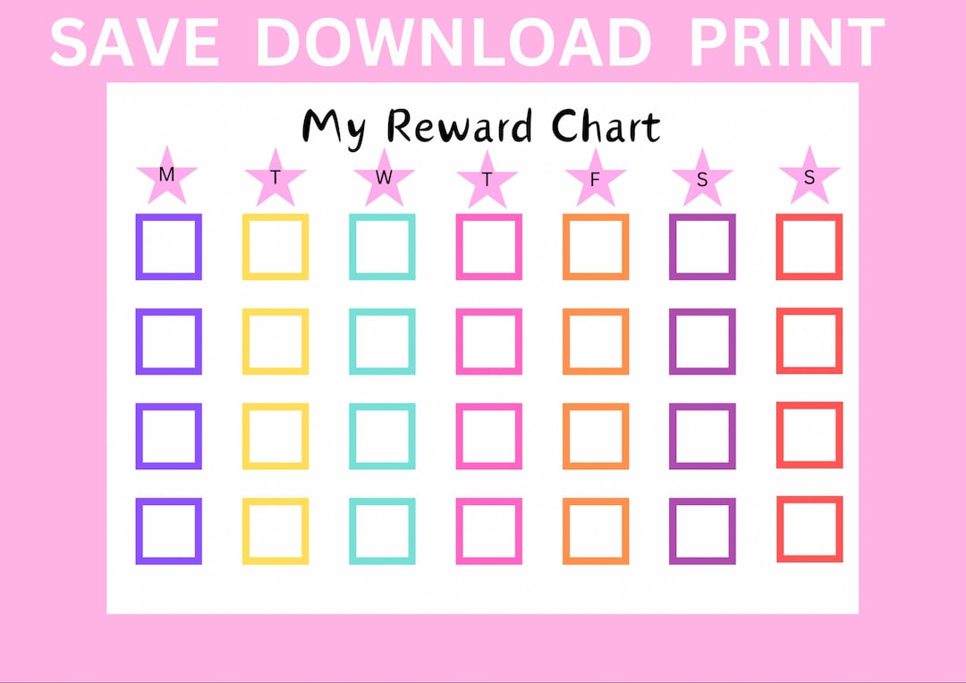 Daily Reward Chart | Colourful | Rainbow | Sticker Chart - Etsy
