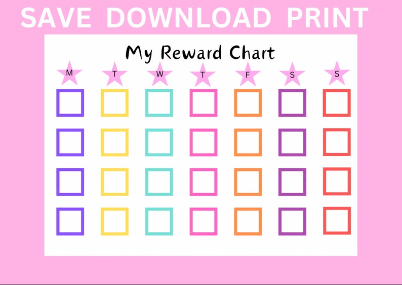 Daily Reward Chart | Colourful | Rainbow | Sticker Chart - Etsy