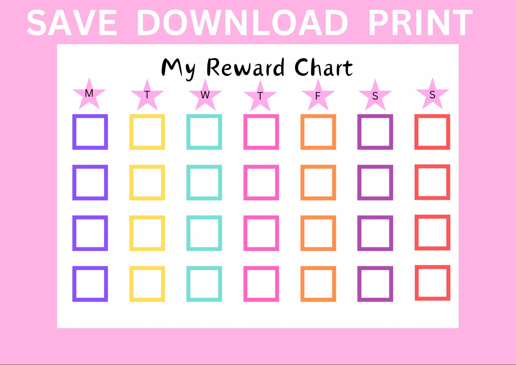 Daily Reward Chart | Colourful | Rainbow | Sticker Chart - Etsy