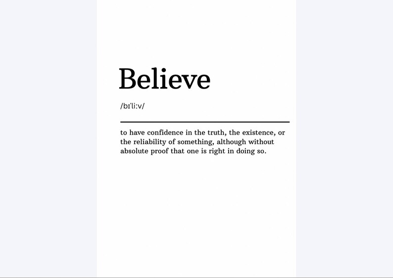 Believe Definition Print - Etsy