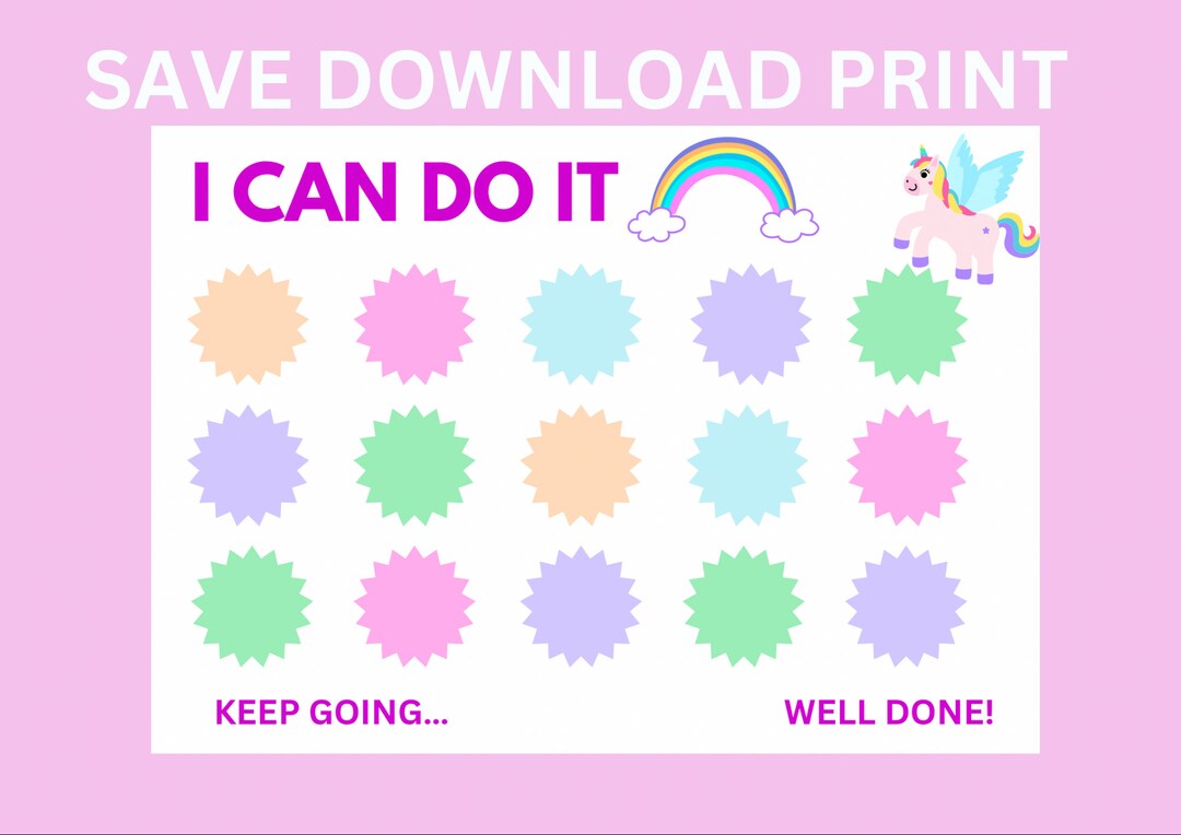 Unicorn Rainbow Reward Chart | Printable Reward Chart | - Etsy UK