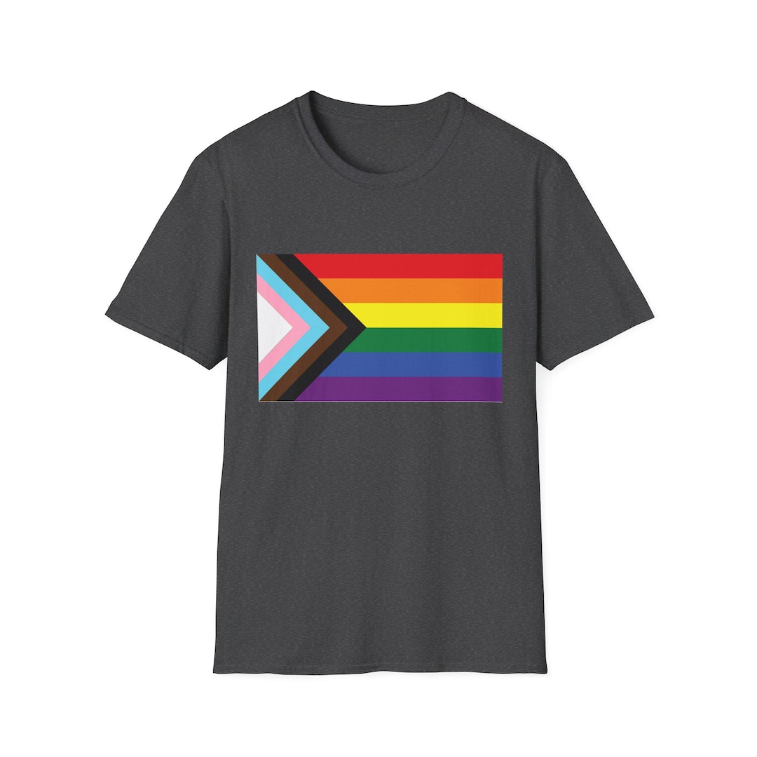 Progress Pride Flag Softstyle T-shirt: Unisex Rainbow Tee - Etsy