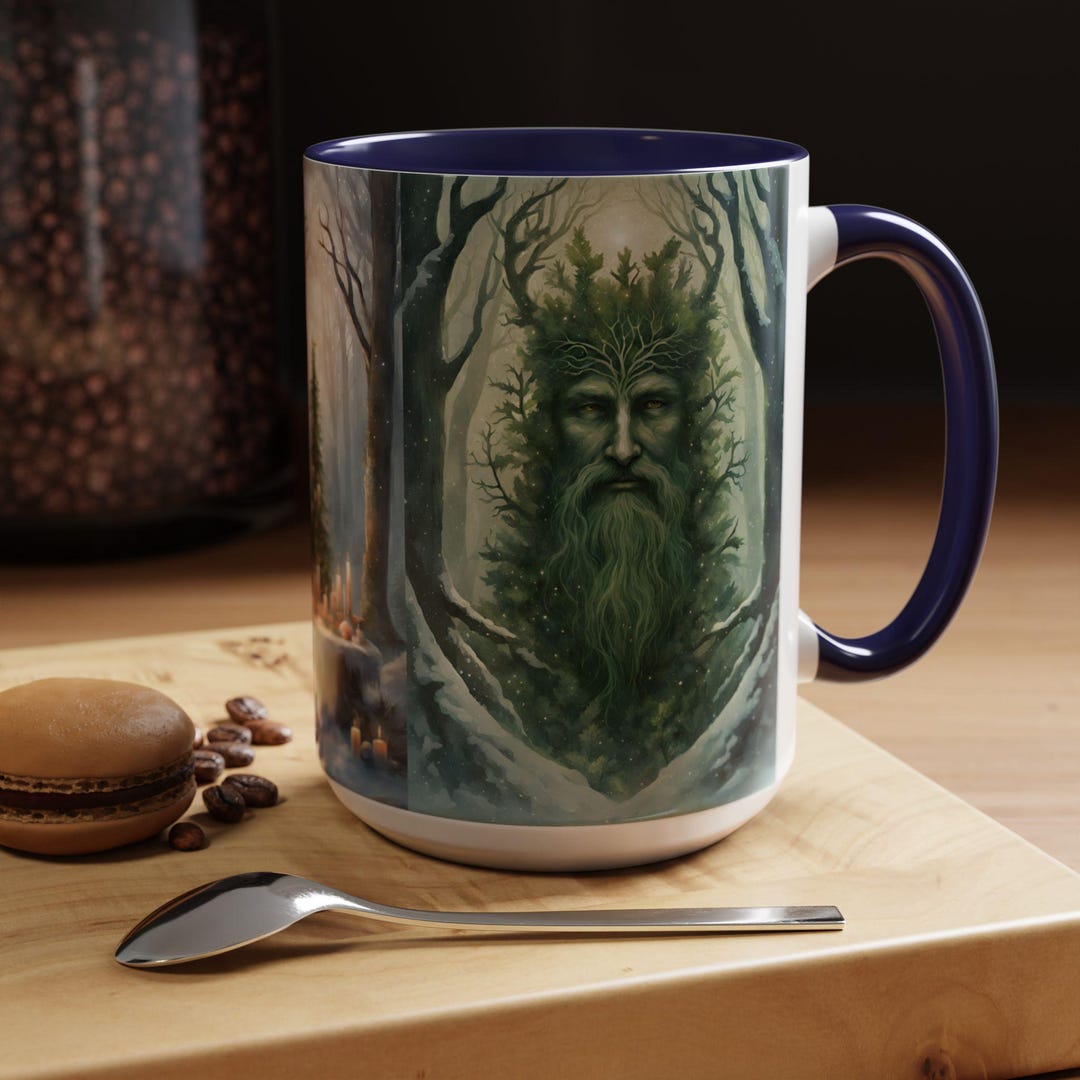 Yule Tree Greenman Holiday Season Pagan Mug 15 Oz Coffee Mug - Etsy