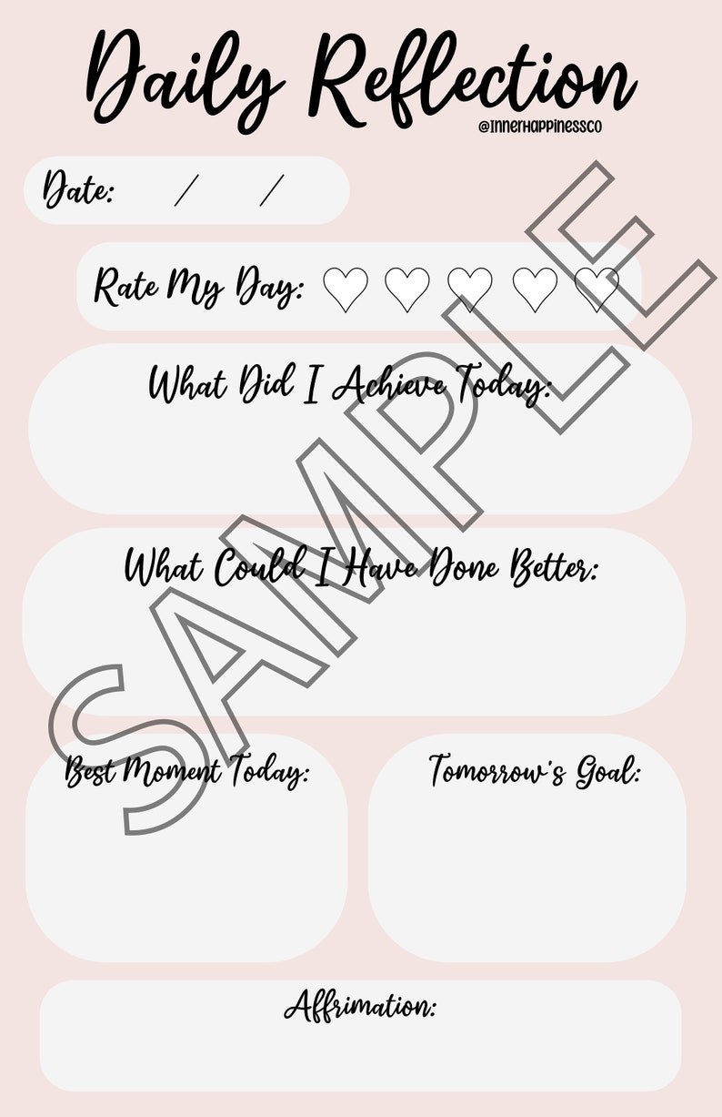 Daily Reflection Template - Etsy