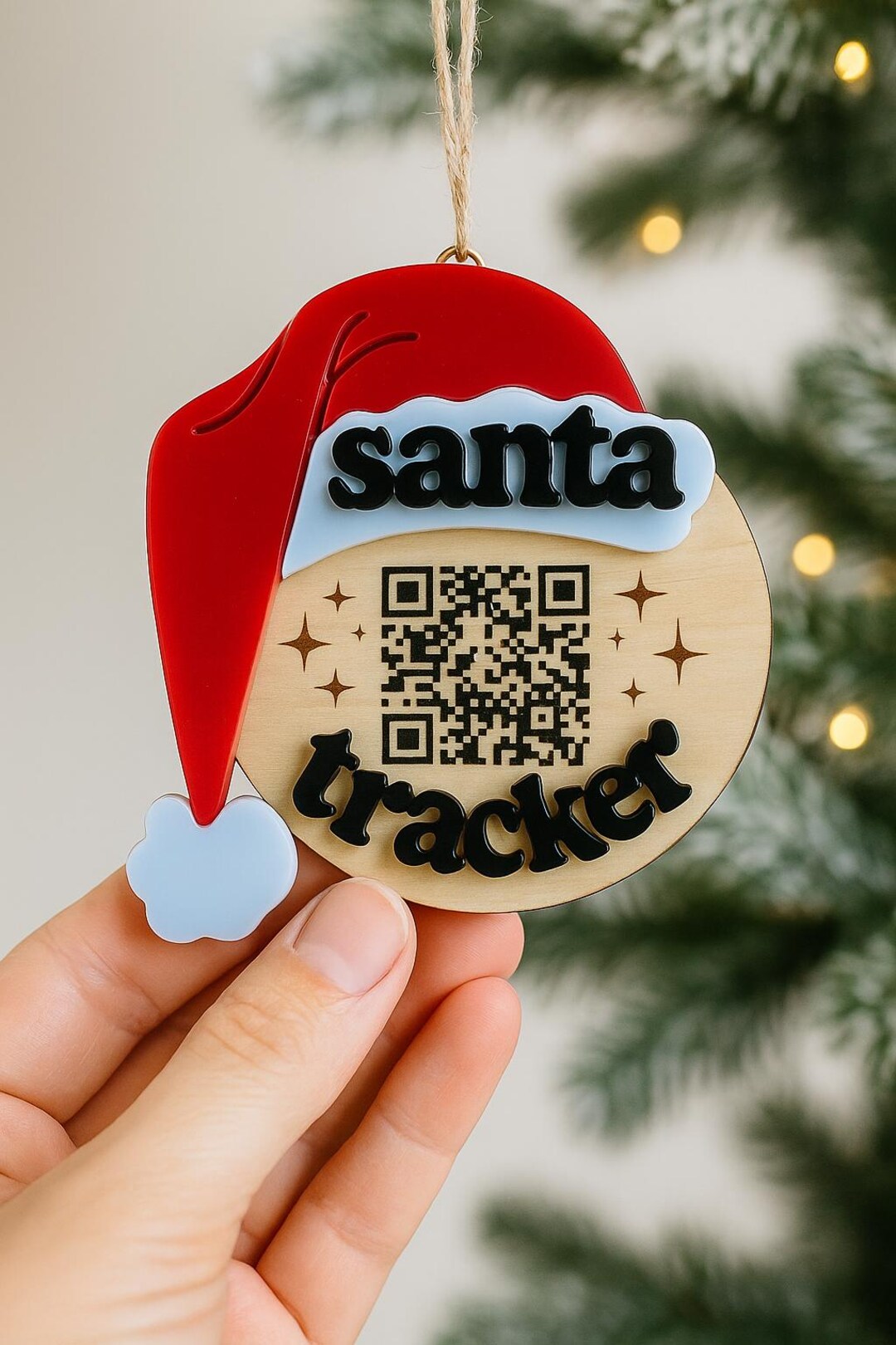 Santa Tracker Ornament With QR Code - Etsy