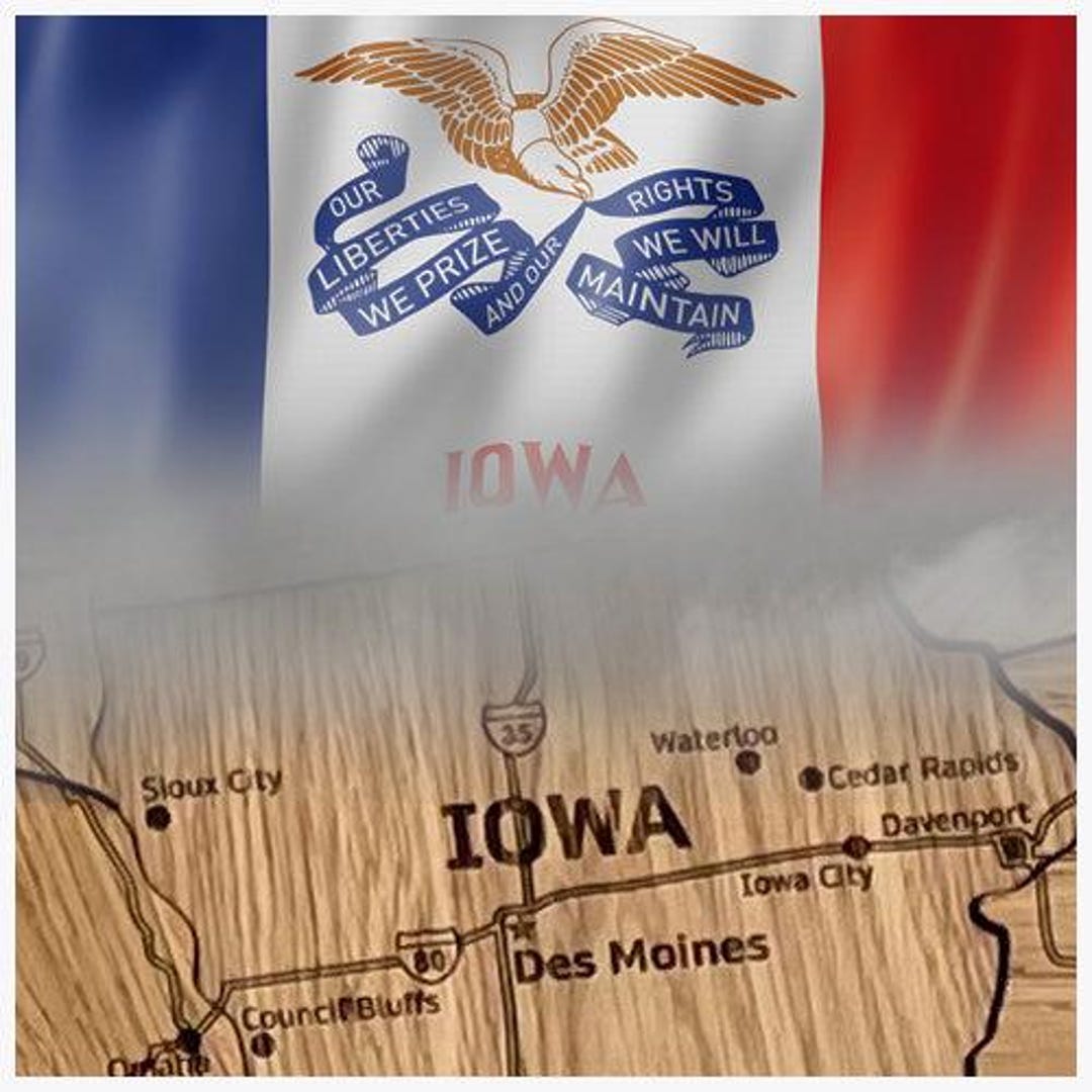 Iowa 3D Oak Map - Etsy