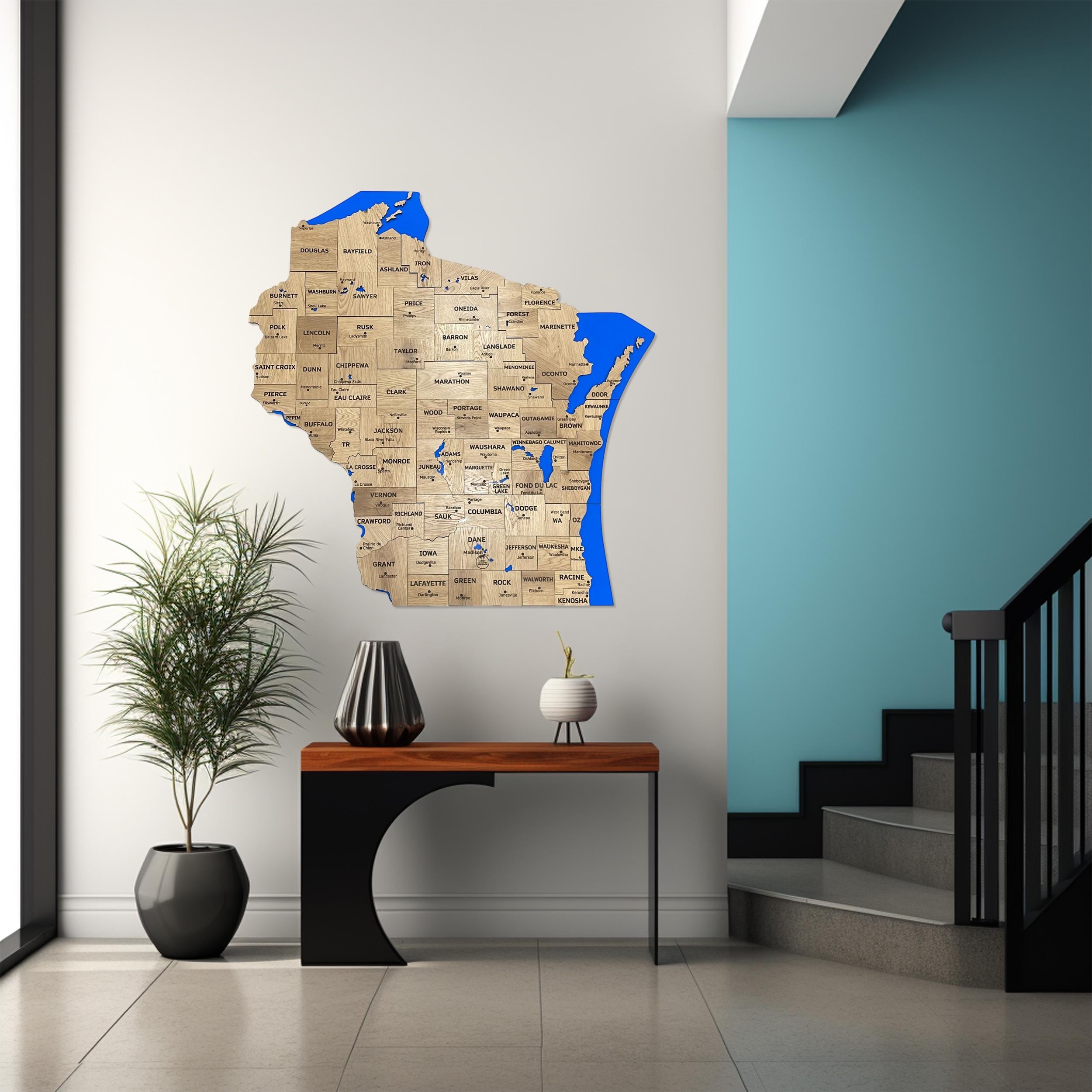 Wisconsin 3D Wooden Map, Wall Art, State Map Wall Decor, Personalized ...