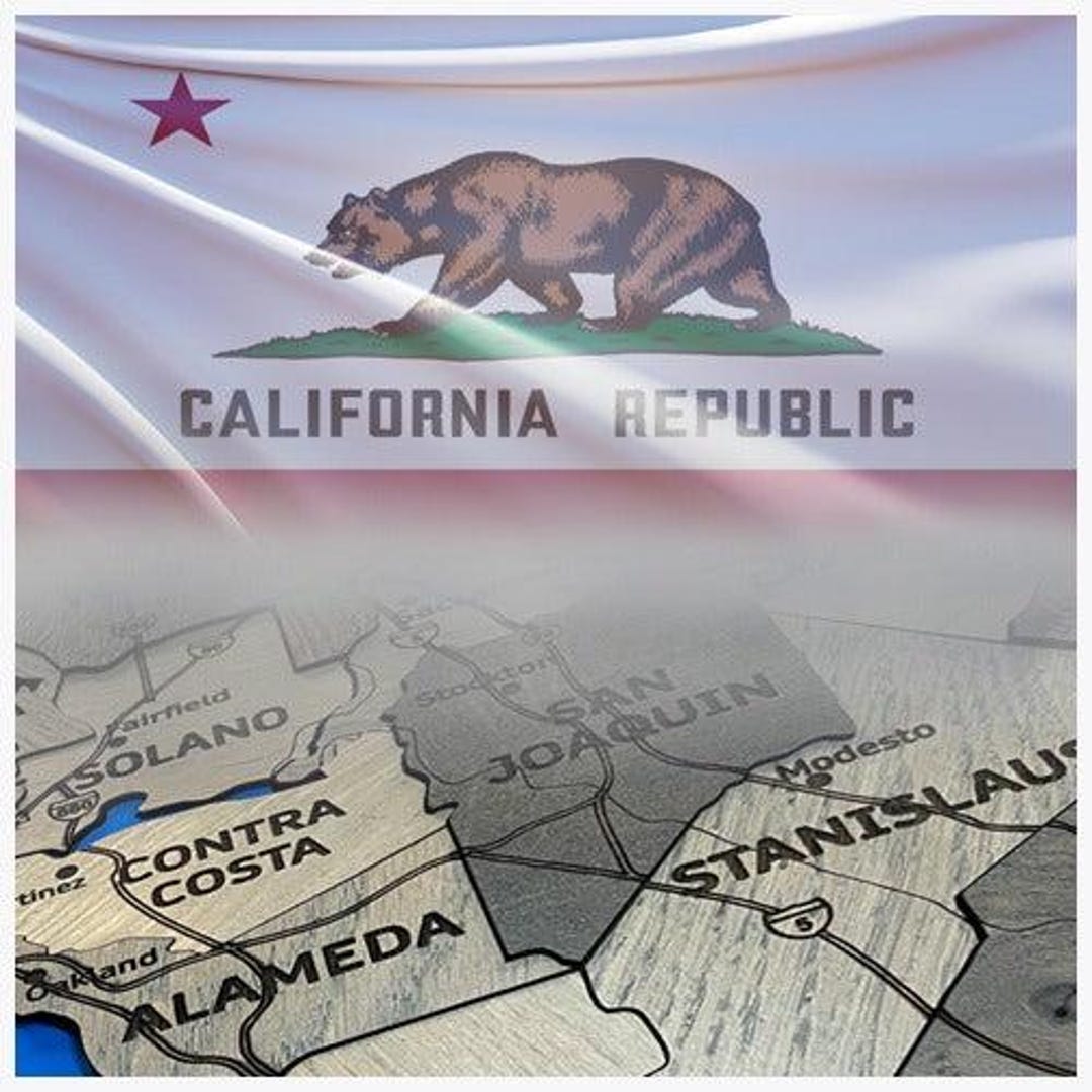 California 3D Oak Map - Etsy