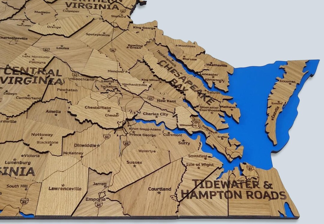 Virginia 3D Wooden Map, Wall Art, State Map Wall Decor, Personalized ...
