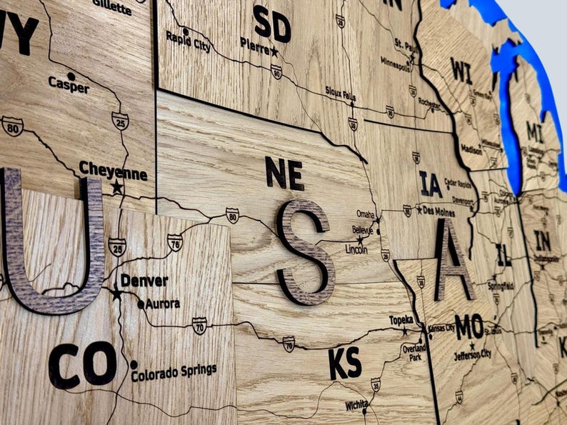 USA 3D Wooden Map, Wall Art, State Map Wall Decor, Personalized Gift ...