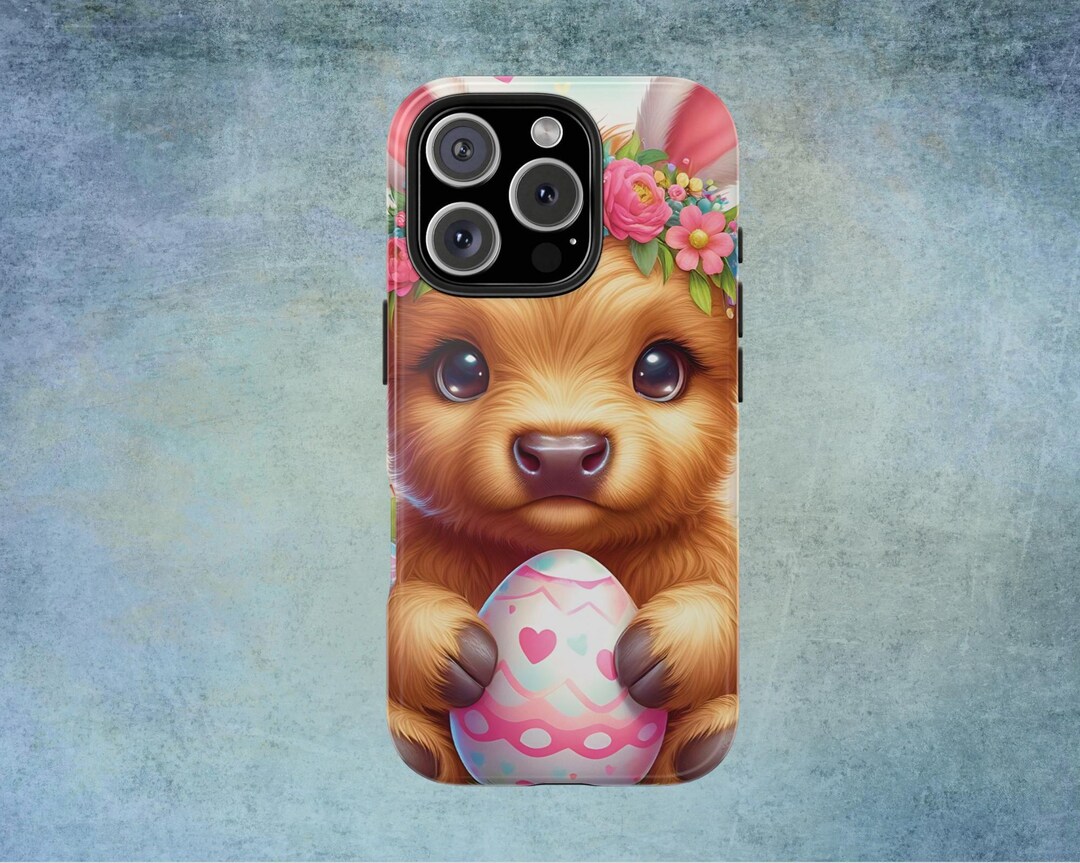 Easter Highland Cow Cell Phone Case, Smartphone Cover iPhone & Samsung ...