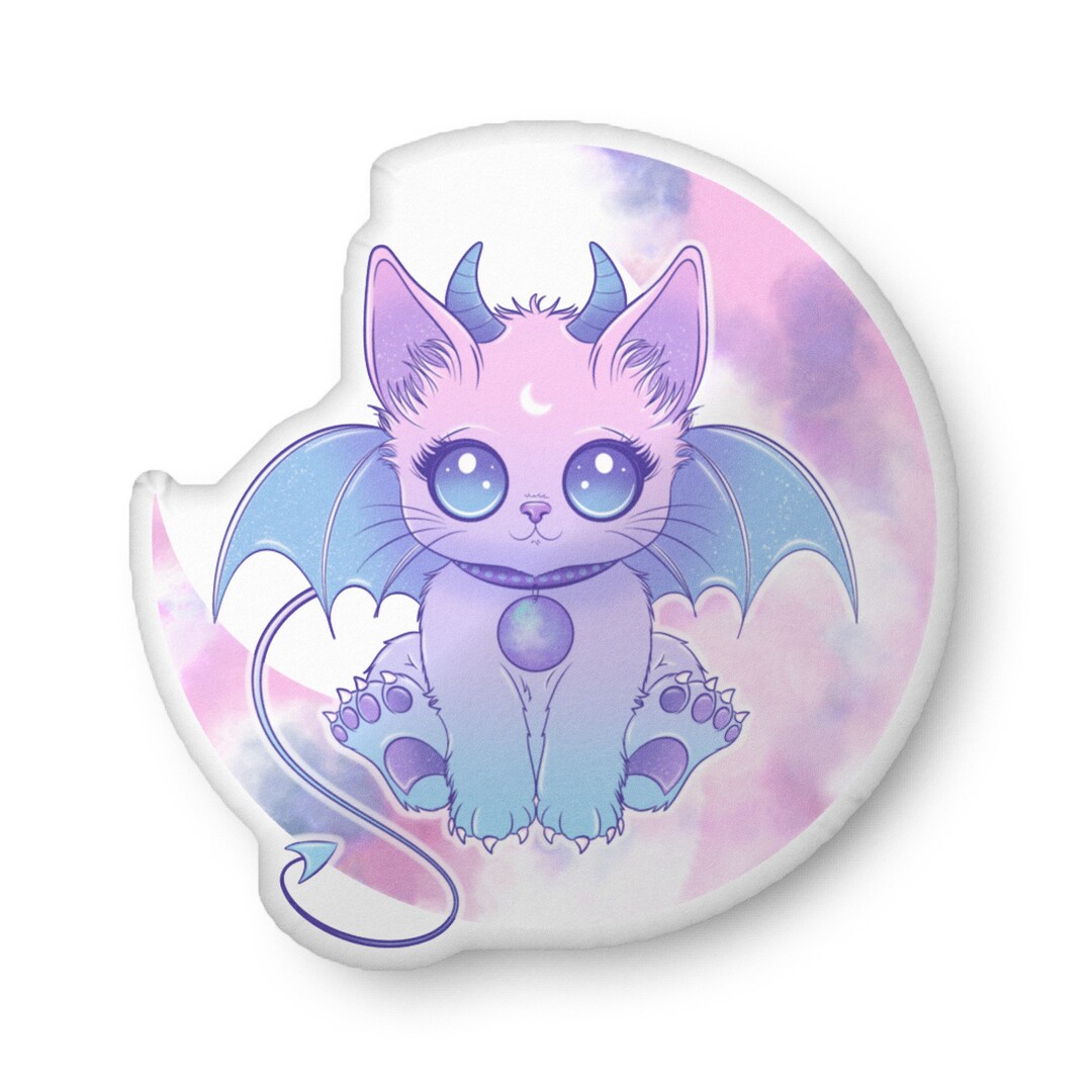 Cosmic Cute Pastel Bat Hellcat Pillow - Etsy