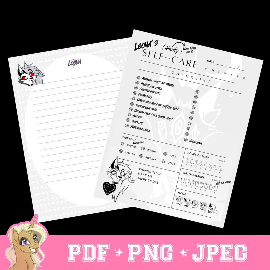 Loona Self Care Checklist and Journal Page Instant Download PDF JPEG PNG Print Your Own Helluva ...
