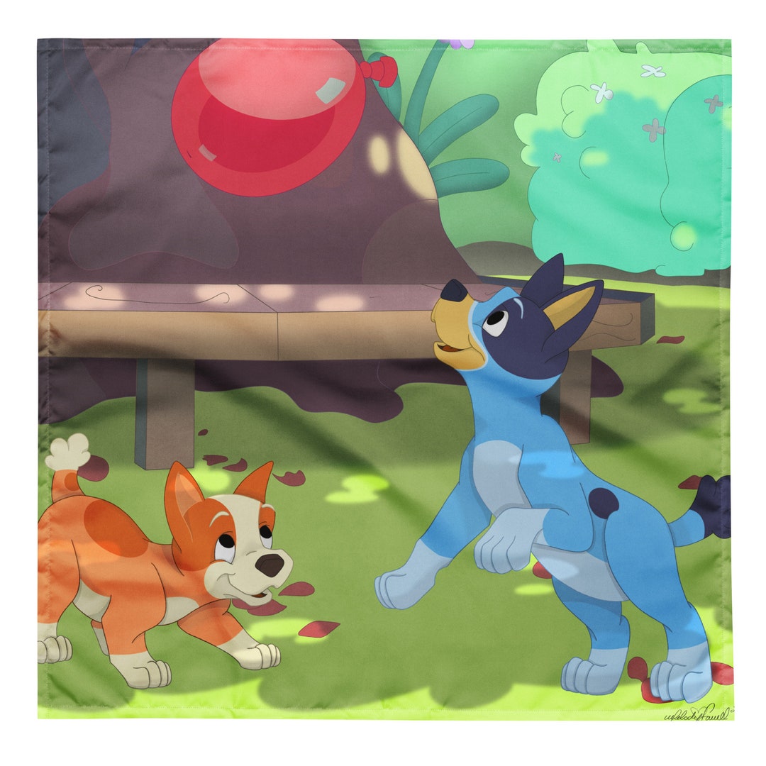 Bluey Inspired Fanart in Disney-like Art Style "keepy Uppy" Bandana - Etsy