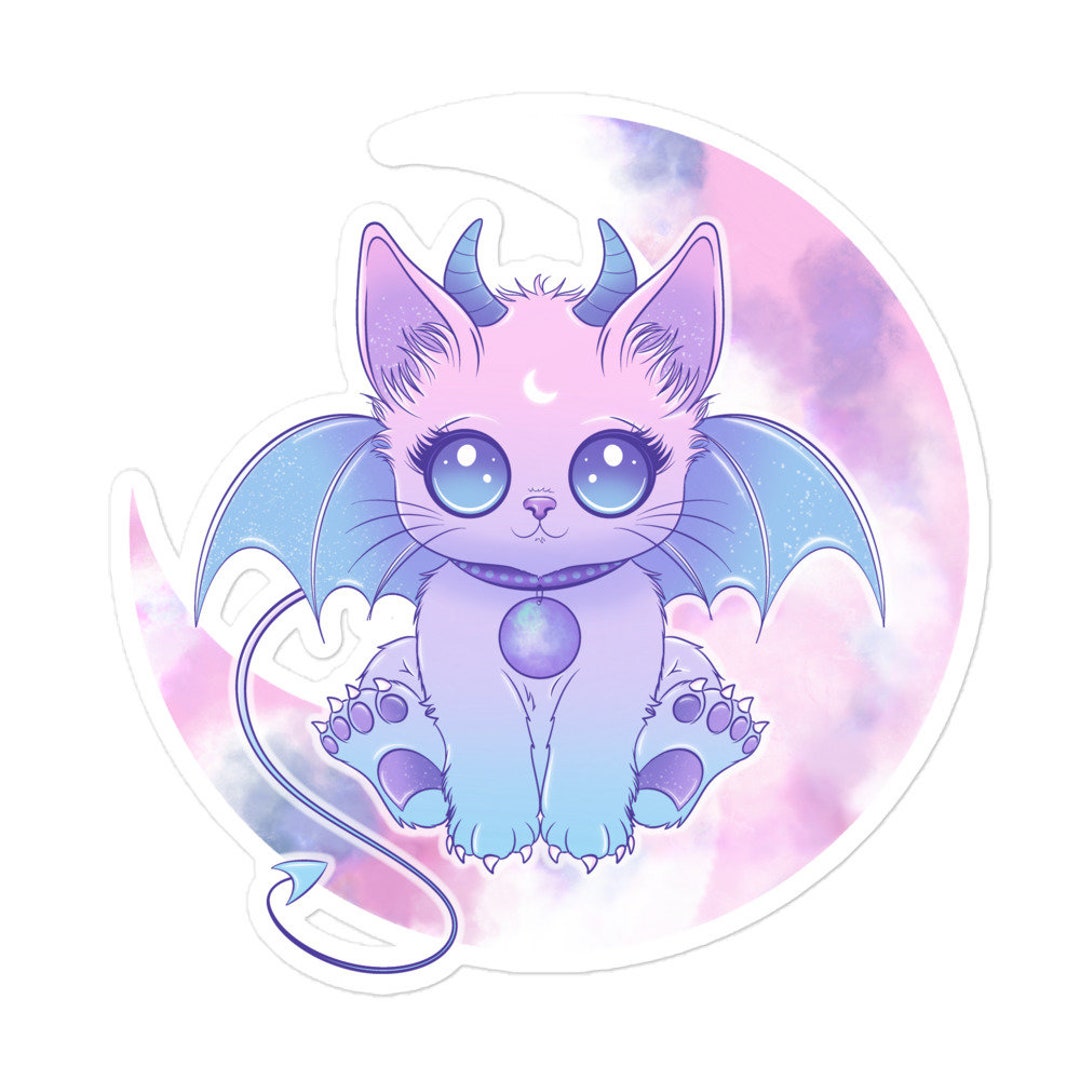 Cosmic Cute Pastel Bat Hellcat Bubble-free Stickers - Etsy