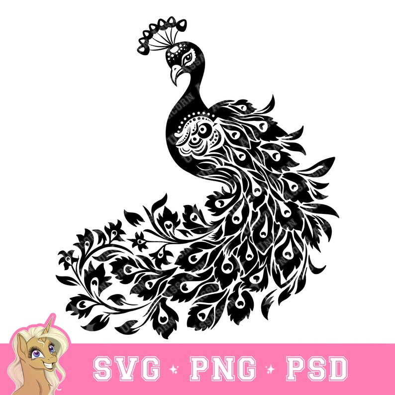 Fancy Peacock Boho Design SVG PNG PSD Digital Download for Cricut and ...