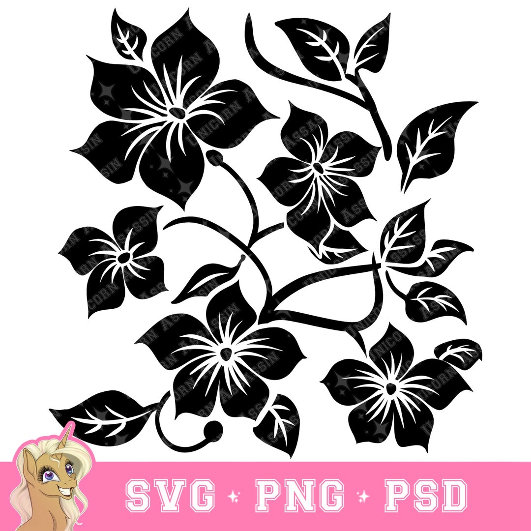Floral Tropical Vine SVG PNG PSD Digital Image Download for Cricut and ...