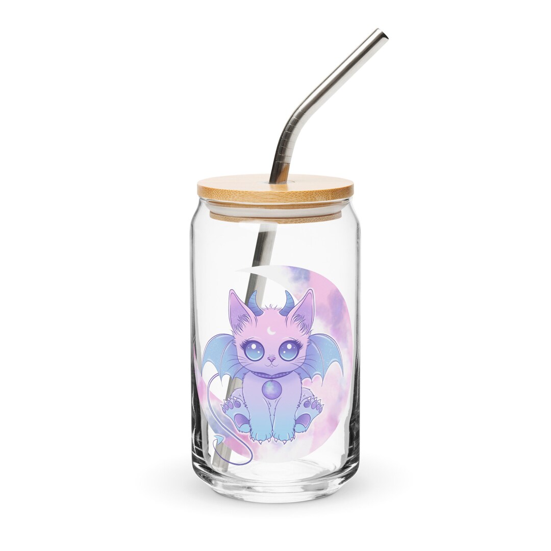 Cosmic Cute Pastel Bat Hellcat Can-shaped Glass - Etsy