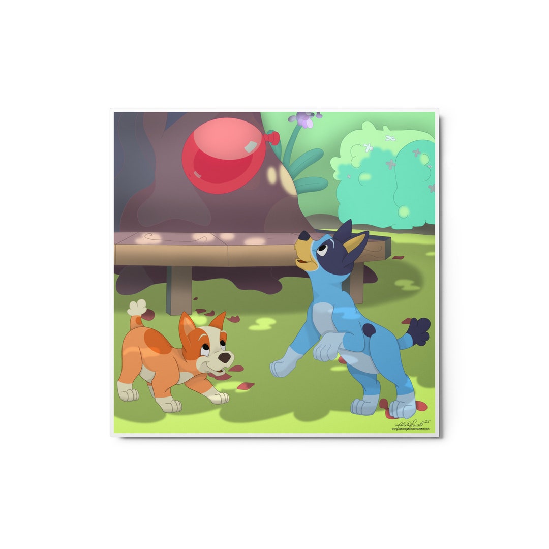 Bluey Inspired Fanart in Disney-like Art Style "keepy Uppy" Metal Print ...