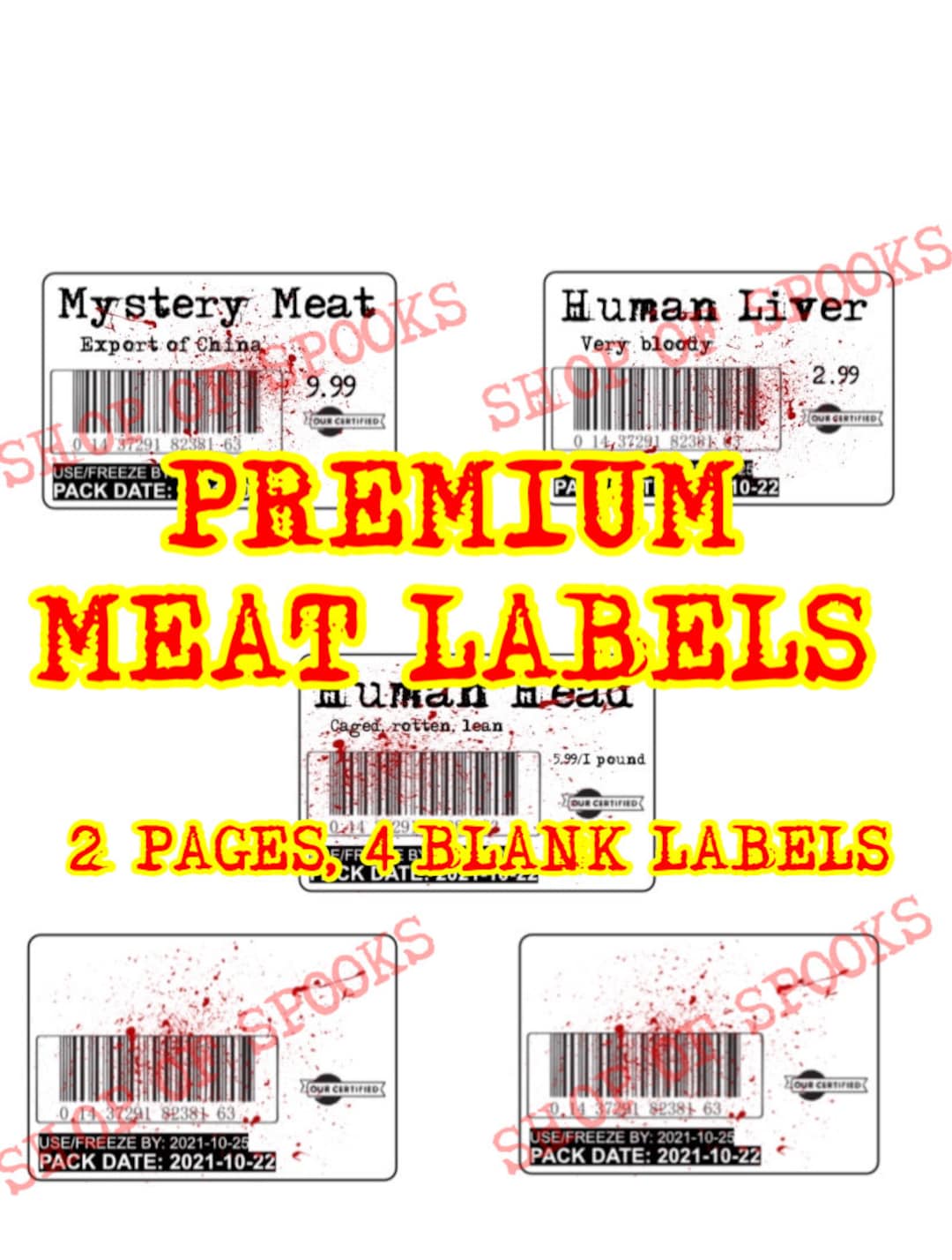 Halloween Meat Labels - Premium 2 Pdfs - Etsy