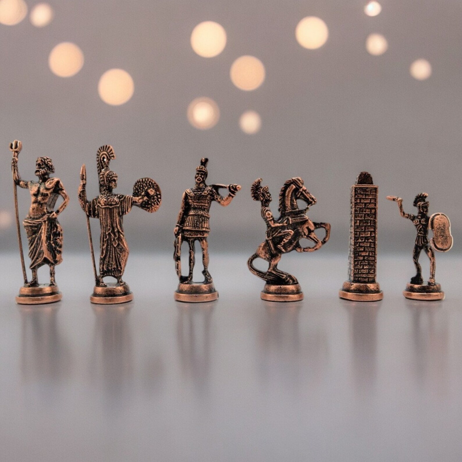 Premium Greek Mythology Metal Chess Set With Pearl Inlaid MDF Folding ...