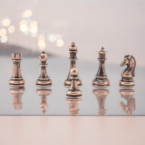 Foldable Classic Metal Chess Set With Antique Mother of Pearl Patterned ...