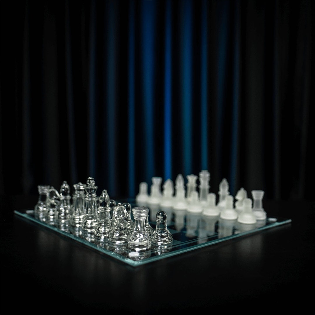 Crystal Series Small Glass Chess Set Classic Design With 20x20 Cm Board ...