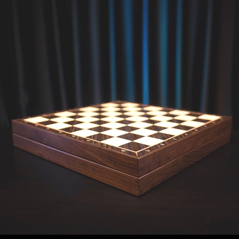 Walnut Pattern MDF Wood Storage Chess Board With Velvet Lining 36x36x6 ...