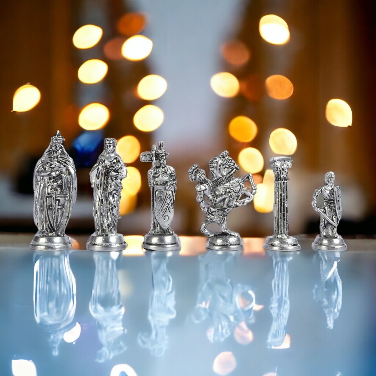 Large British Royalty Metal Chess Set With Antique and Red Marble ...