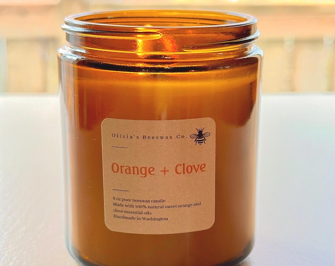 Orange and Clove Beeswax Candle, 100% Organic Beeswax, Pure Sweet ...