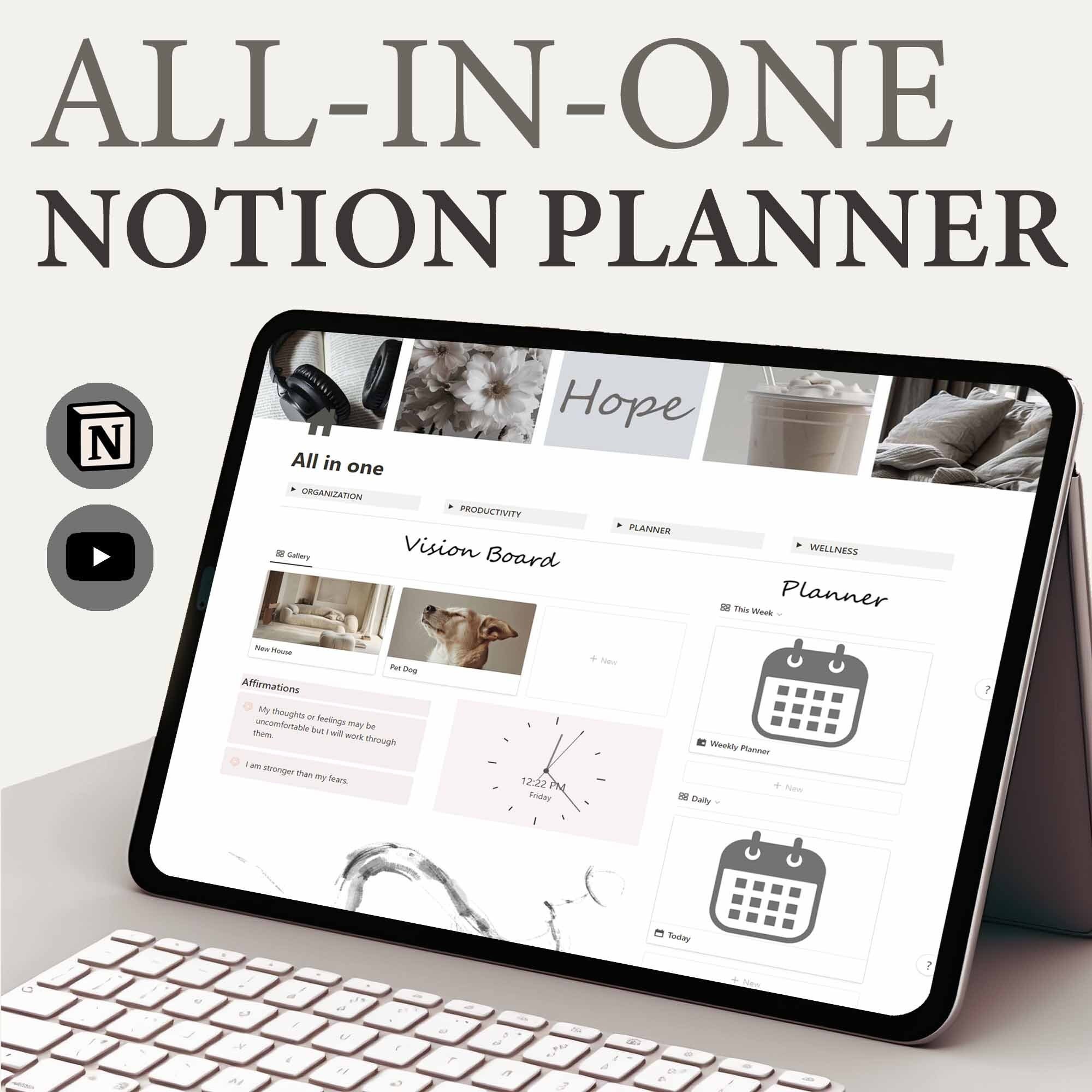All in One Notion Life Planner Notion Template Notion Digital Planner Notion Dashboard Notion ...