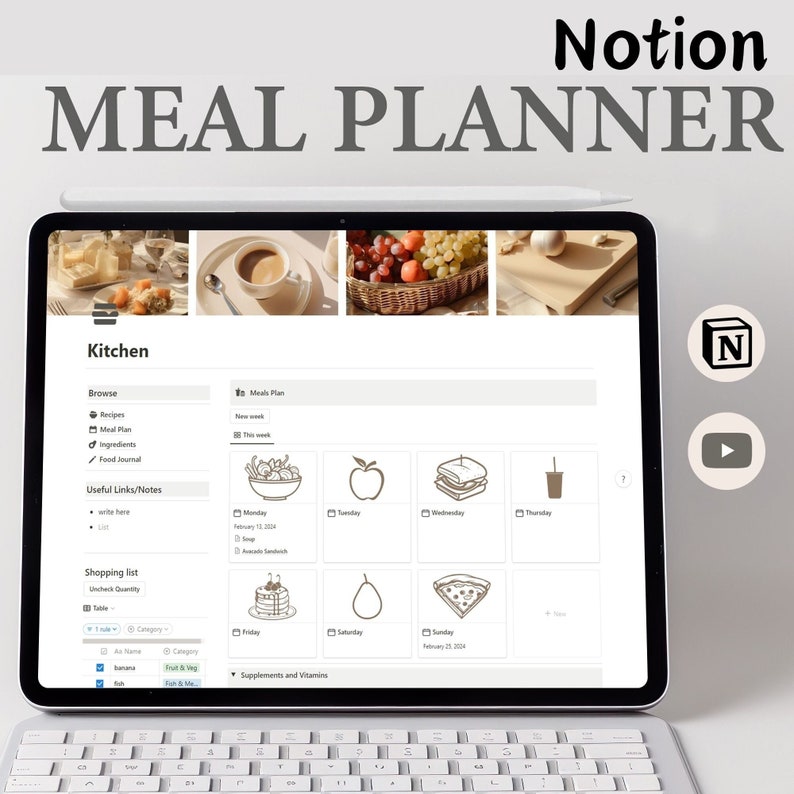 Meal Planner Notion Template Notion Digital Planner Meal Plan Template ...