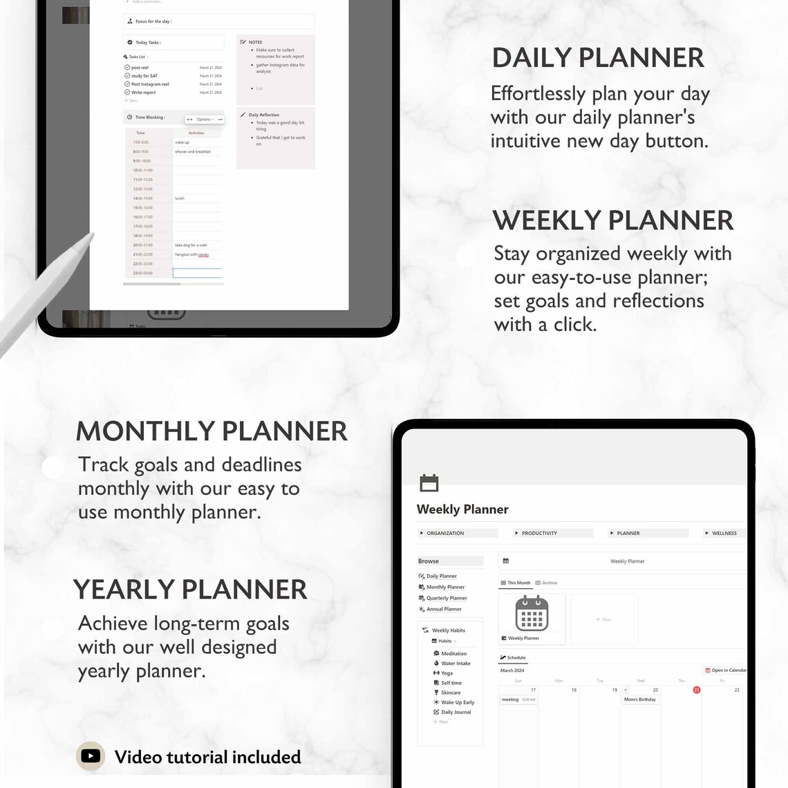 All in One Notion Life Planner Notion Template Notion Digital Planner ...