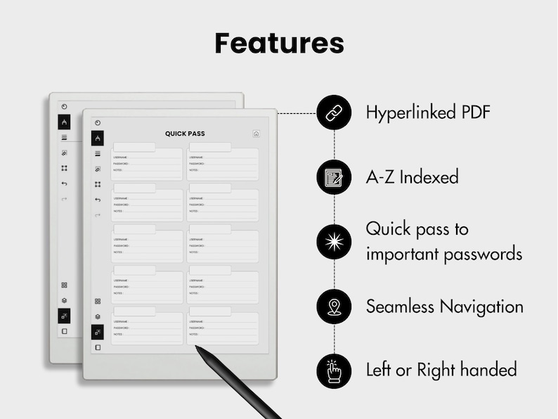 Password Tracker for Remarkable Paper Pro, Templates for Remarkable ...